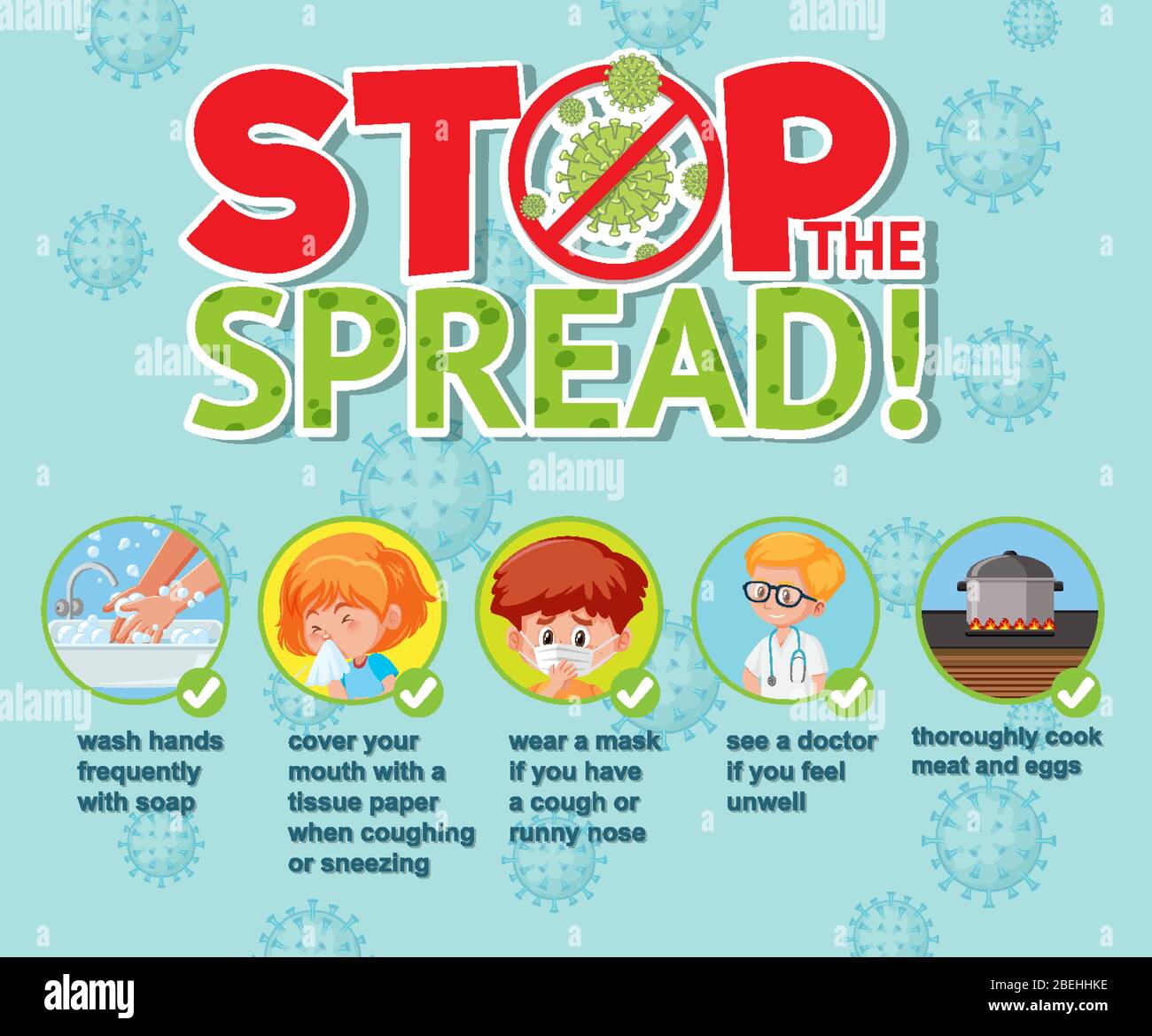 Coronavirus poster design with word stop the spread illustration Stock ...