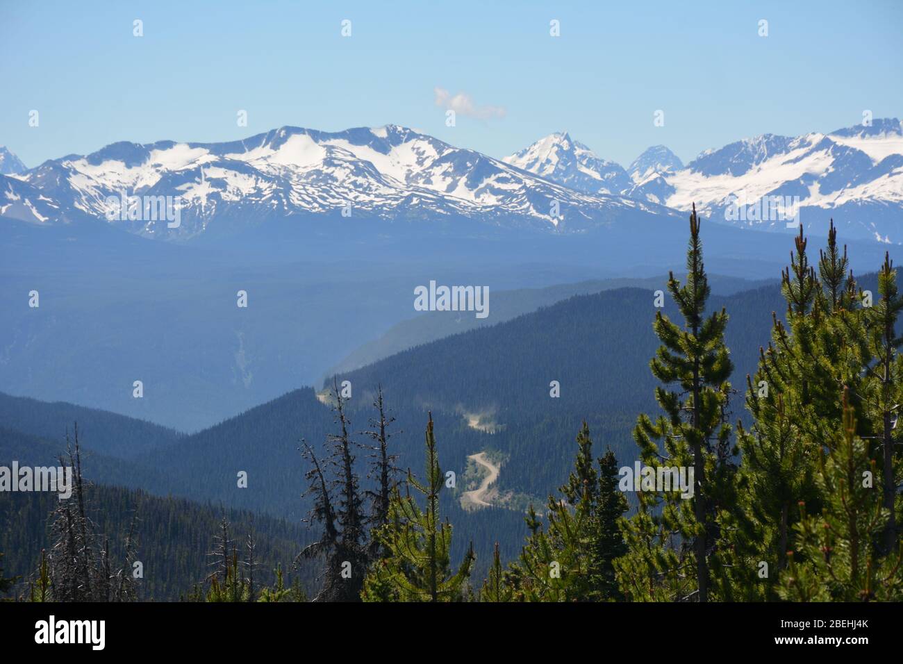 Highway 20 visible while hiking on the Chilcotin plateau, British ...