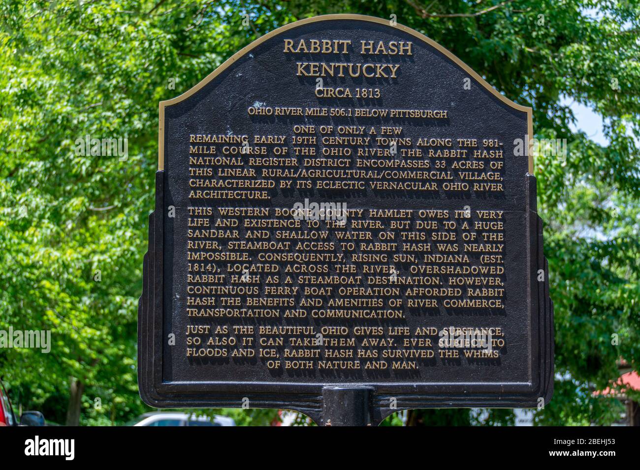 Historical monument for settlement of Rabbit Hash, Kentucky Stock Photo ...