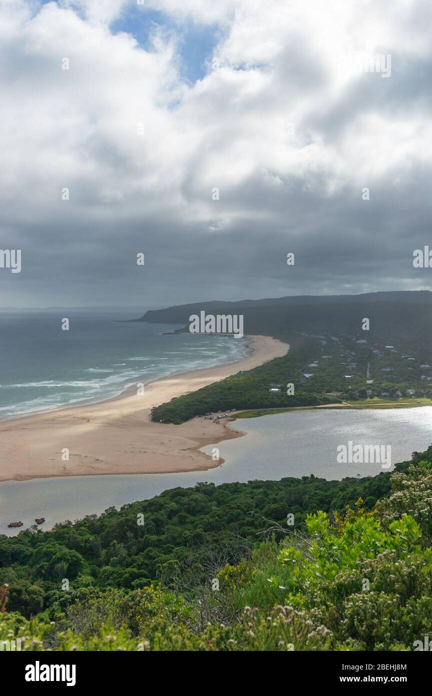 View from above on spectacular nature landscape with ocean, beach ...