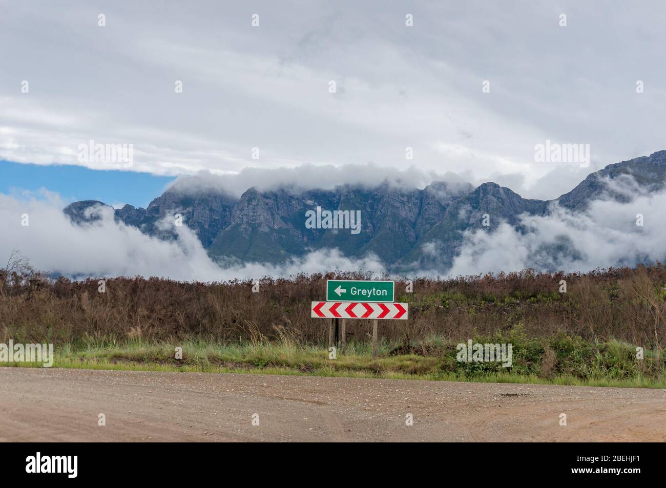 Road sign with direction to coutnryside town of Greyton in South Africa ...