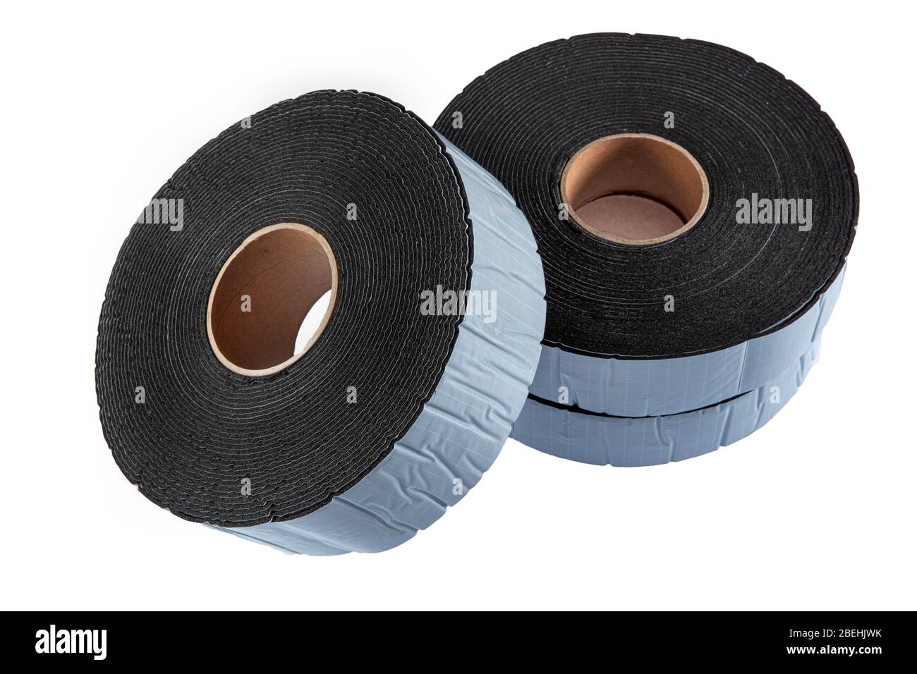 Black industrial tape in roll on white background. Rubber insulating ...