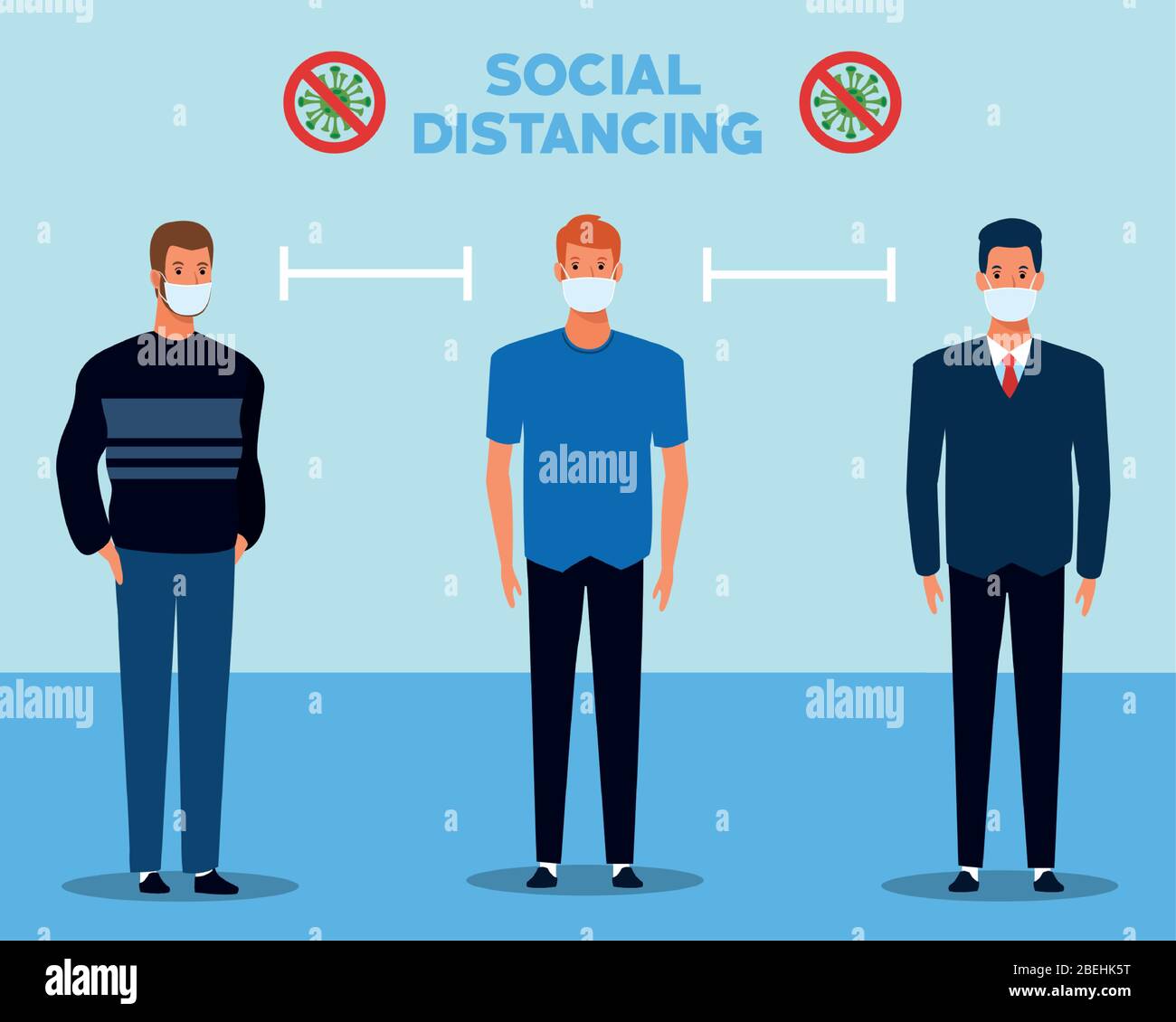 men using face mask for covid19 with distance social Stock Vector Image ...