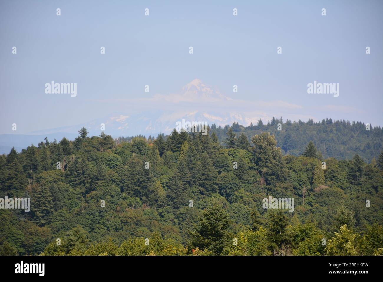 A faint view of Mount Hood, Oregon's highest mountain, from Powell ...