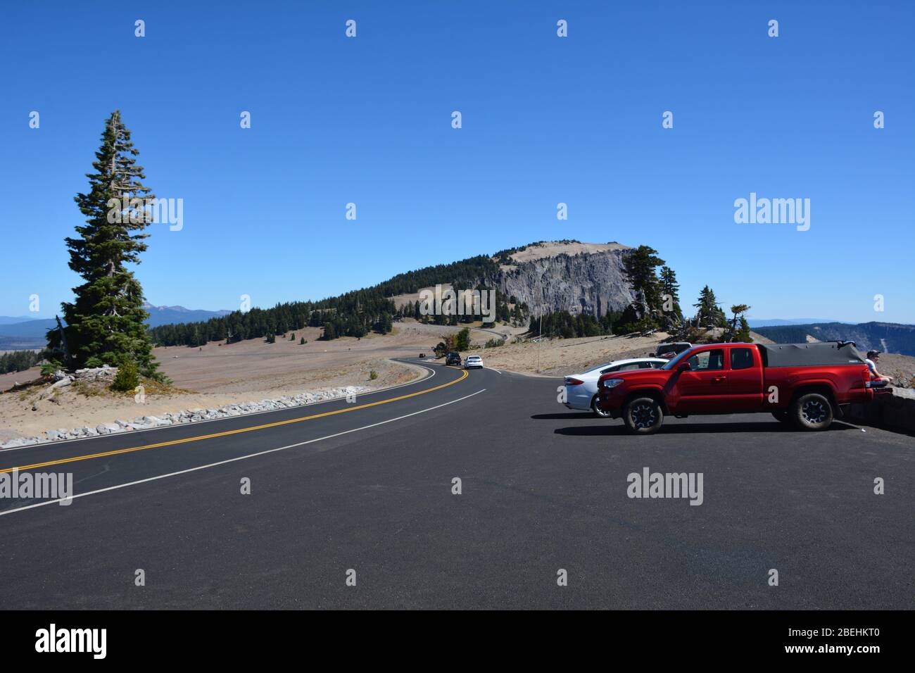 Part of the Rim Drive at Crater Lake National Park, Oregon, USA Stock ...
