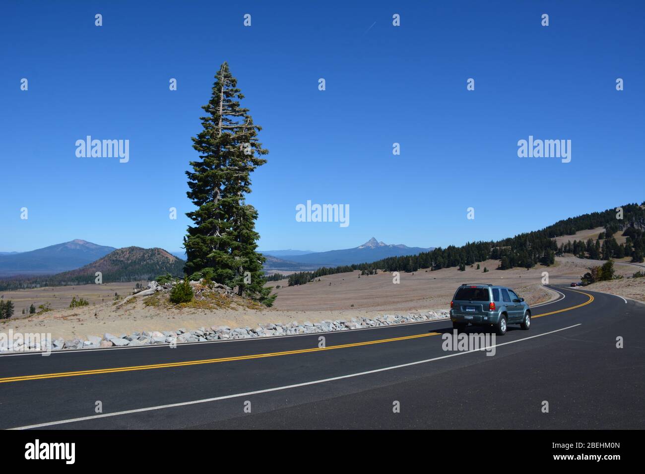 Part of the Rim Drive at Crater Lake National Park, Oregon, USA Stock ...