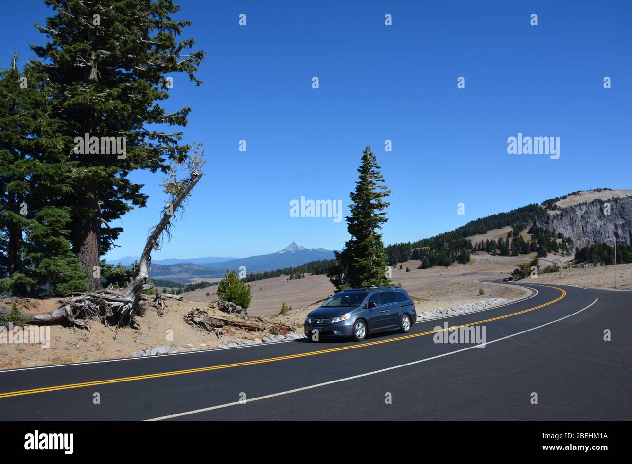 Part of the Rim Drive at Crater Lake National Park, Oregon, USA Stock ...