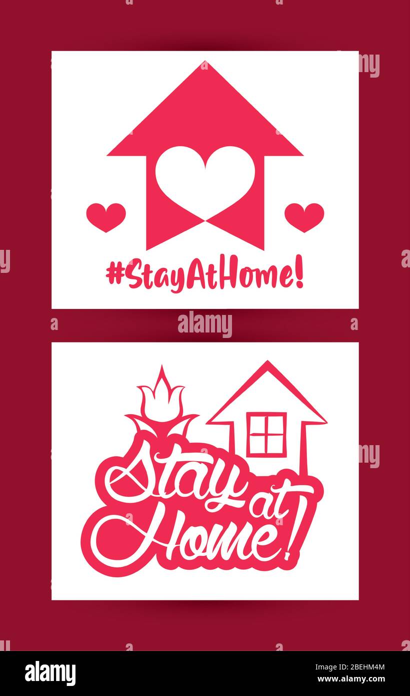 stay at home poster campaign with house and heart Stock Vector Image ...