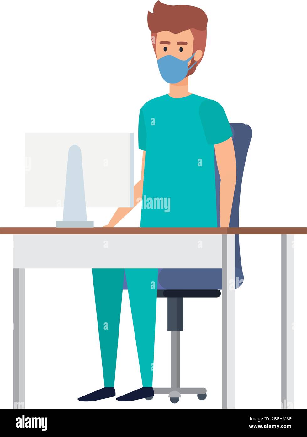male paramedic with face mask in desk Stock Vector Image & Art - Alamy