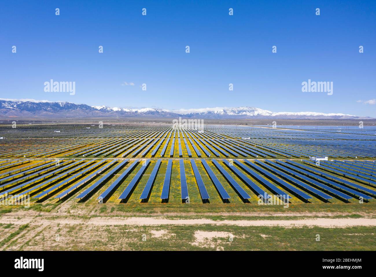 Energy production at a PV solar ranch in the Antelope Valley of Los ...