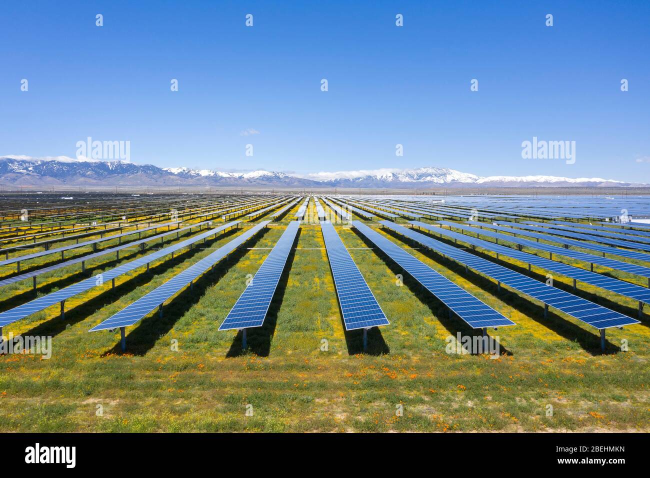 Energy production at a PV solar ranch in the Antelope Valley of Los ...
