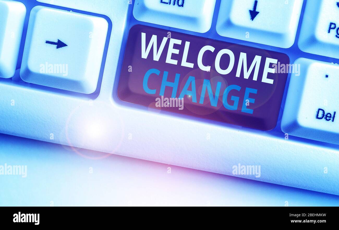 Text sign showing Welcome Change. Business photo showcasing to accept ...