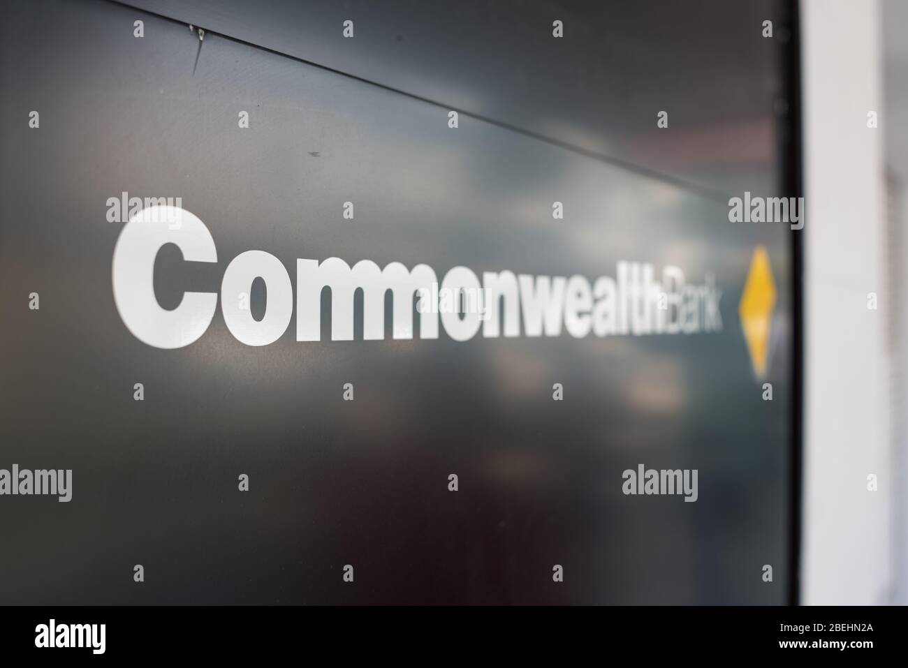 Sydney, Australia - April 14, 2019: Commonwealth Bank branch brand sign ...