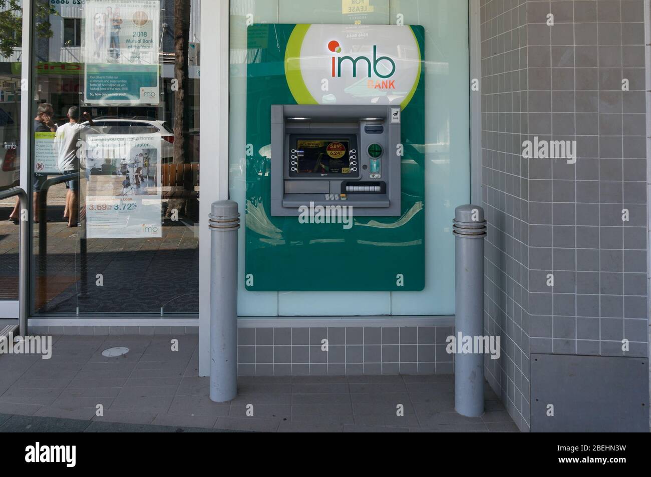Sydney, Australia - April 20, 2019: IMB bank ATM at Cronulla branch in ...