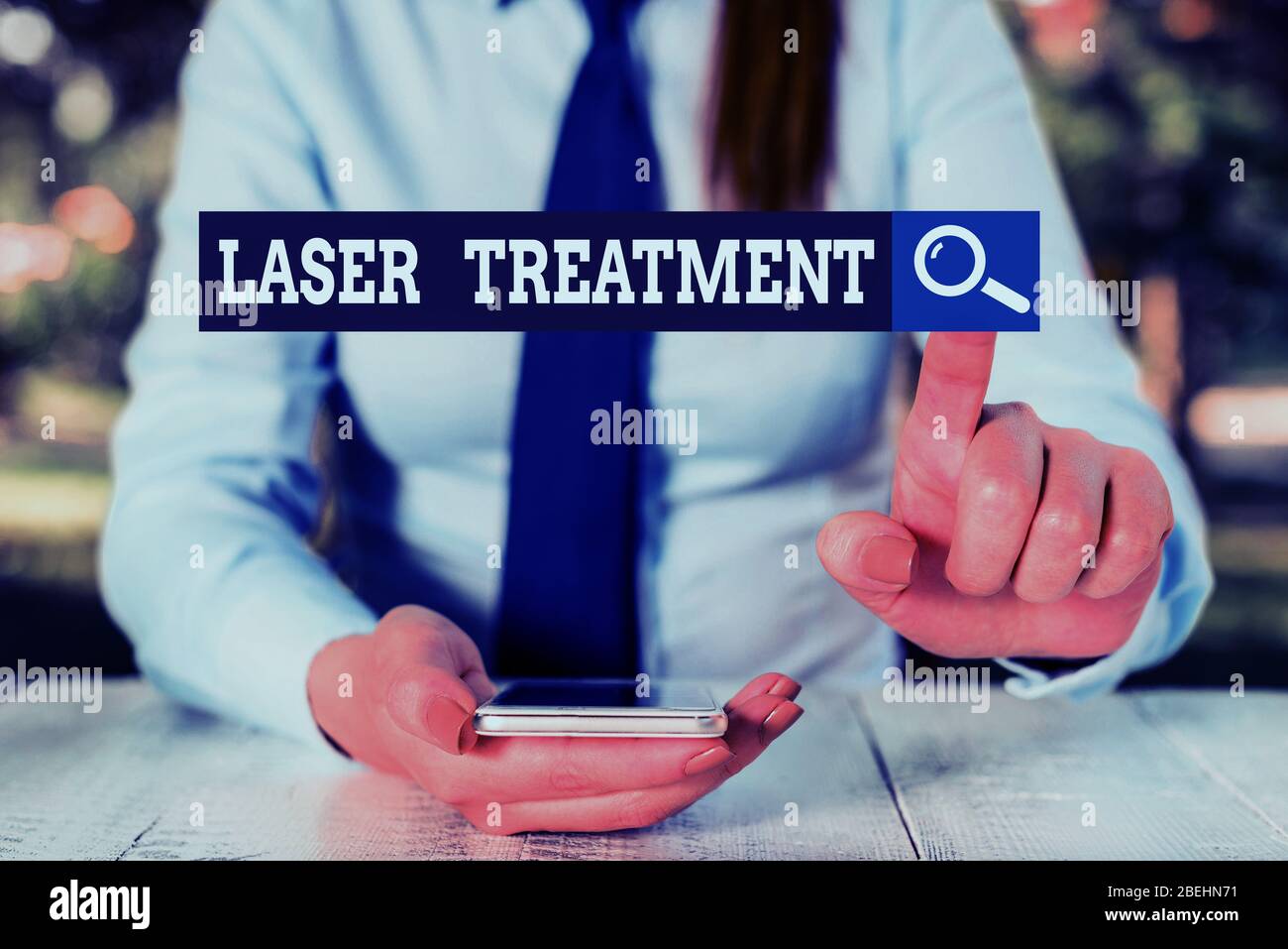 Text sign showing Laser Treatment. Business photo showcasing any of ...