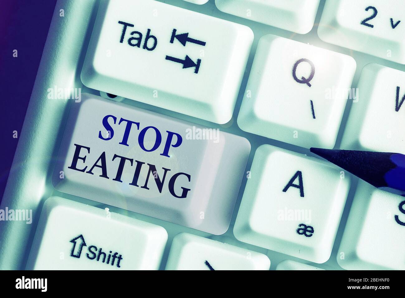 Writing note showing Stop Eating. Business concept for cease the ...
