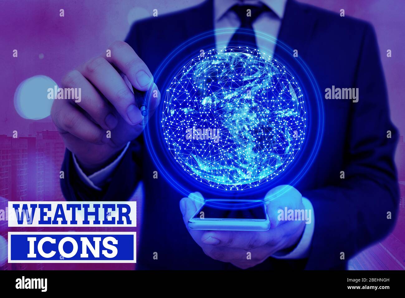 Handwriting text Weather Icons. Conceptual photo Plotted on a synoptic ...