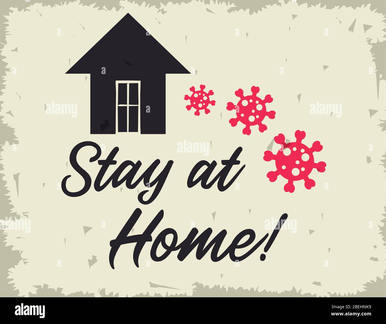 stay at home poster campaign with covid19 particles and house Stock ...