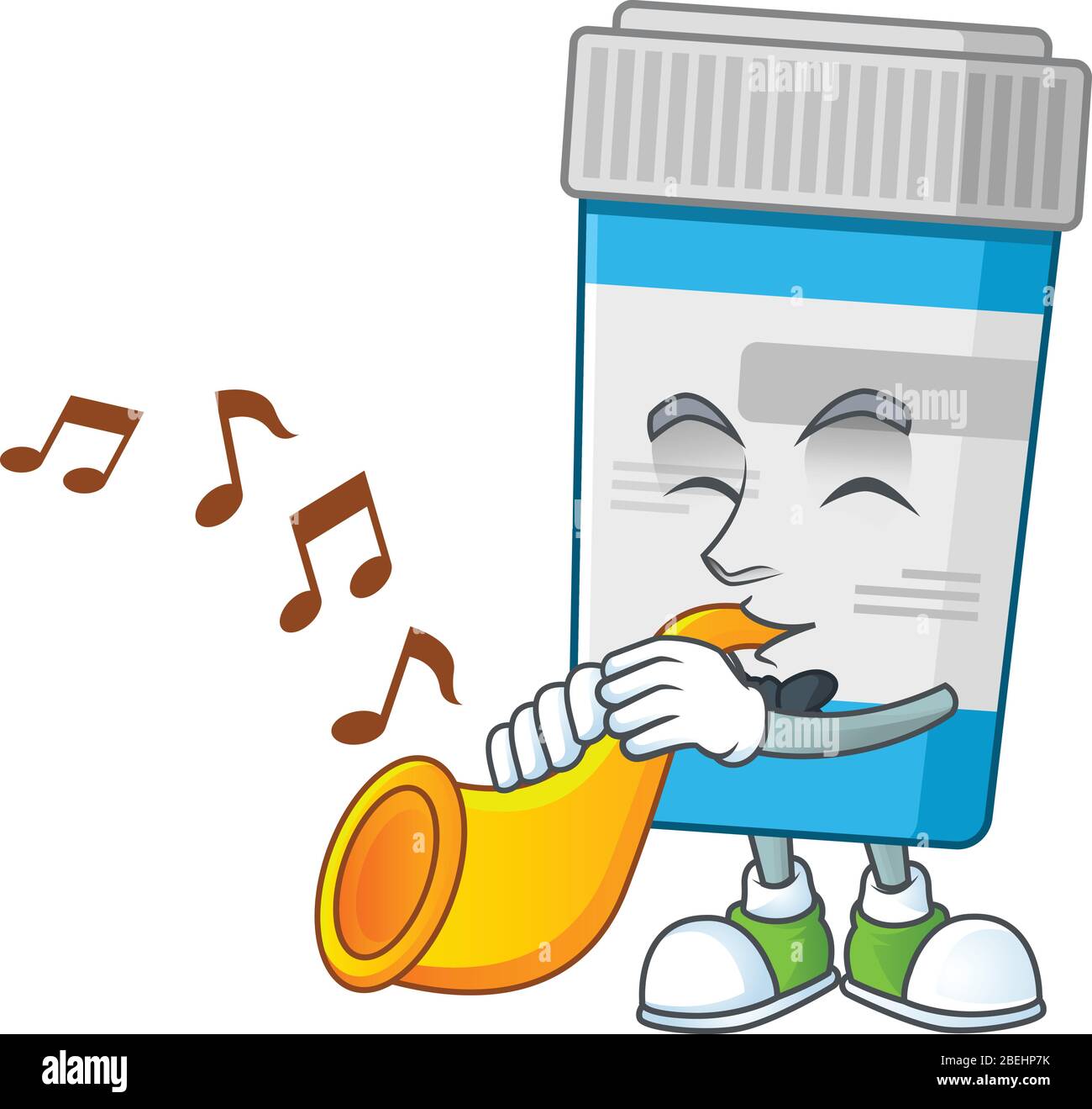A brilliant musician of medical bottle cartoon character playing a ...