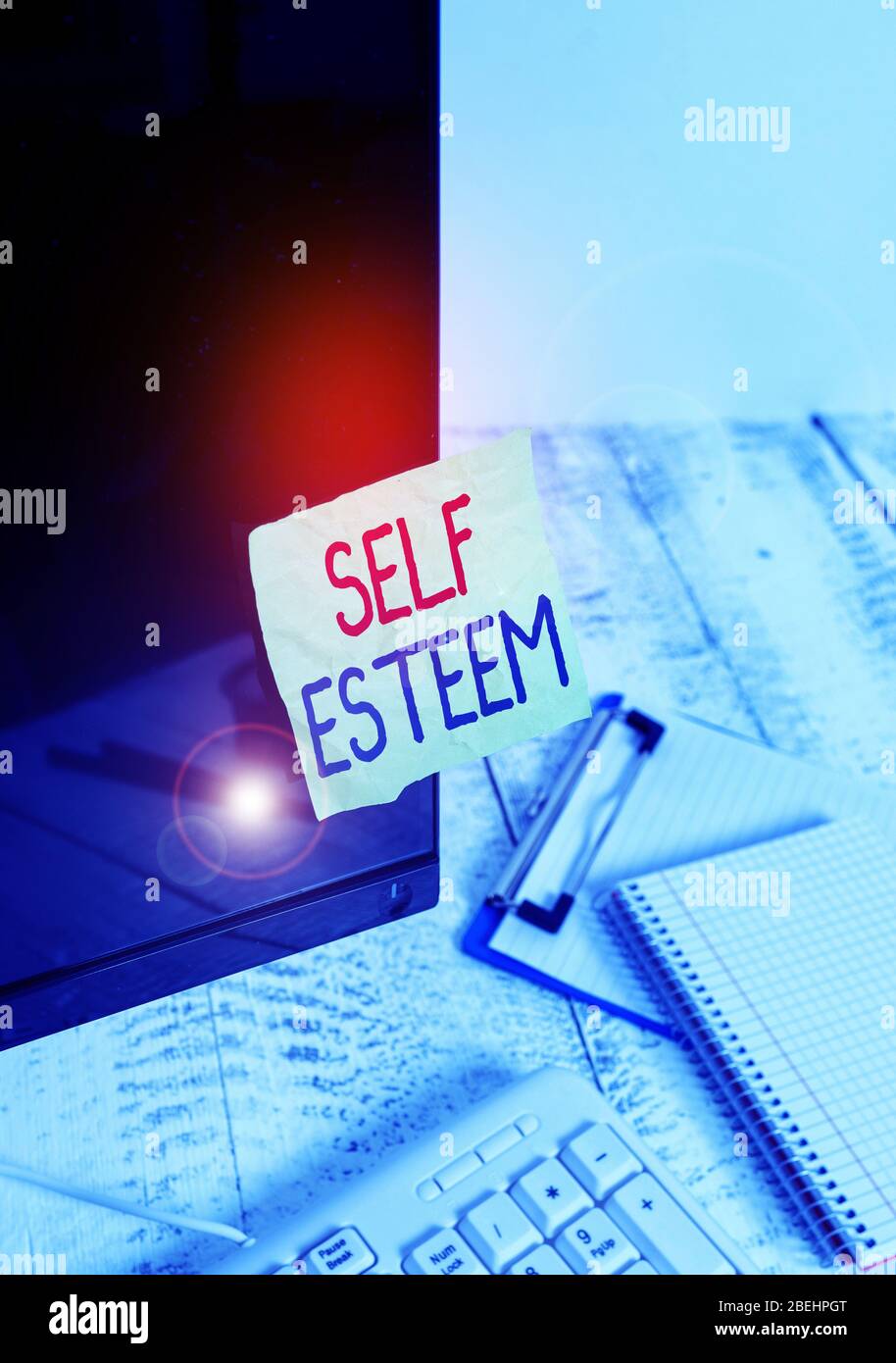 Writing note showing Self Esteem. Business concept for a feeling of ...