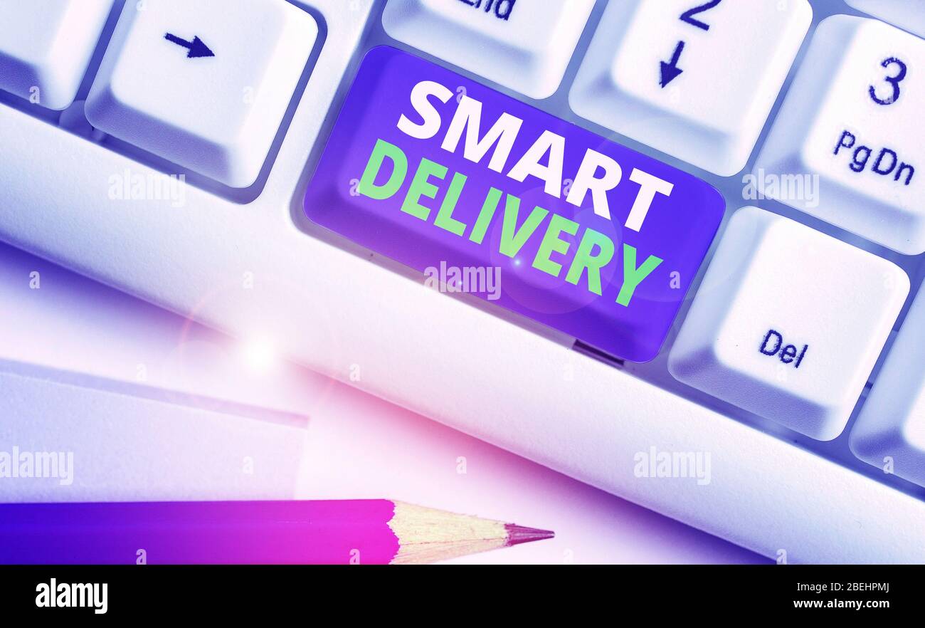 Word writing text Smart Delivery. Business photo showcasing Mobile ...