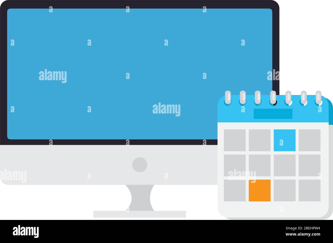 computer desktop with calendar reminder isolated icon Stock Vector ...