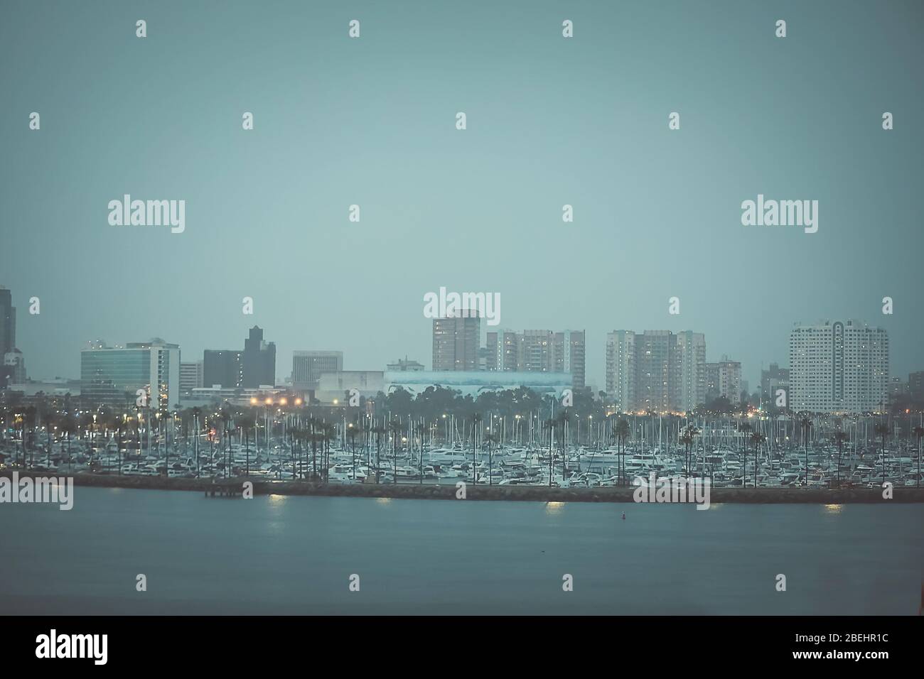 Los Angeles downtown buildings at night during the Coronavirus lockdown ...