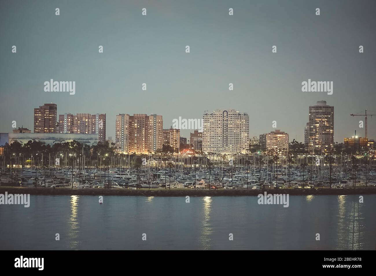 Los Angeles downtown buildings at night during the Coronavirus lockdown ...
