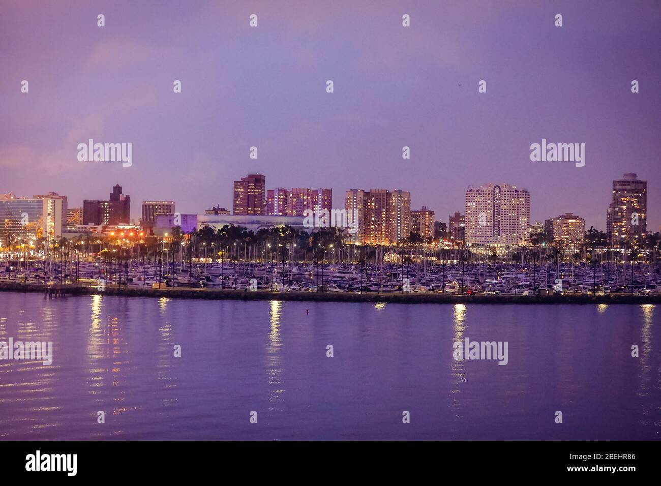 Los Angeles downtown buildings at night during the Coronavirus lockdown ...