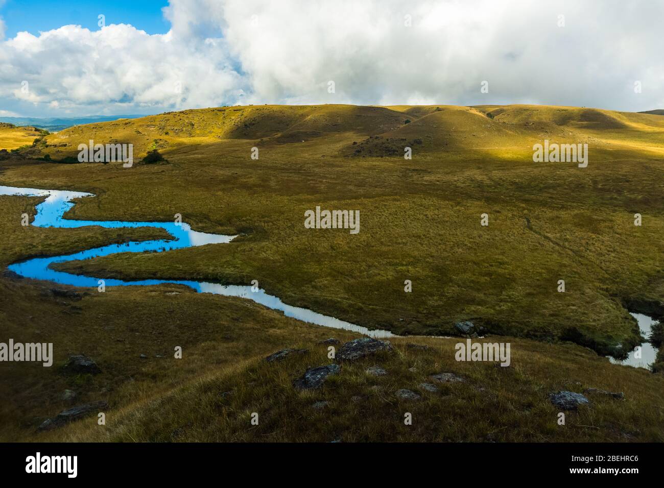 amazing landscape in the countryside with a stream flowing by and a ...