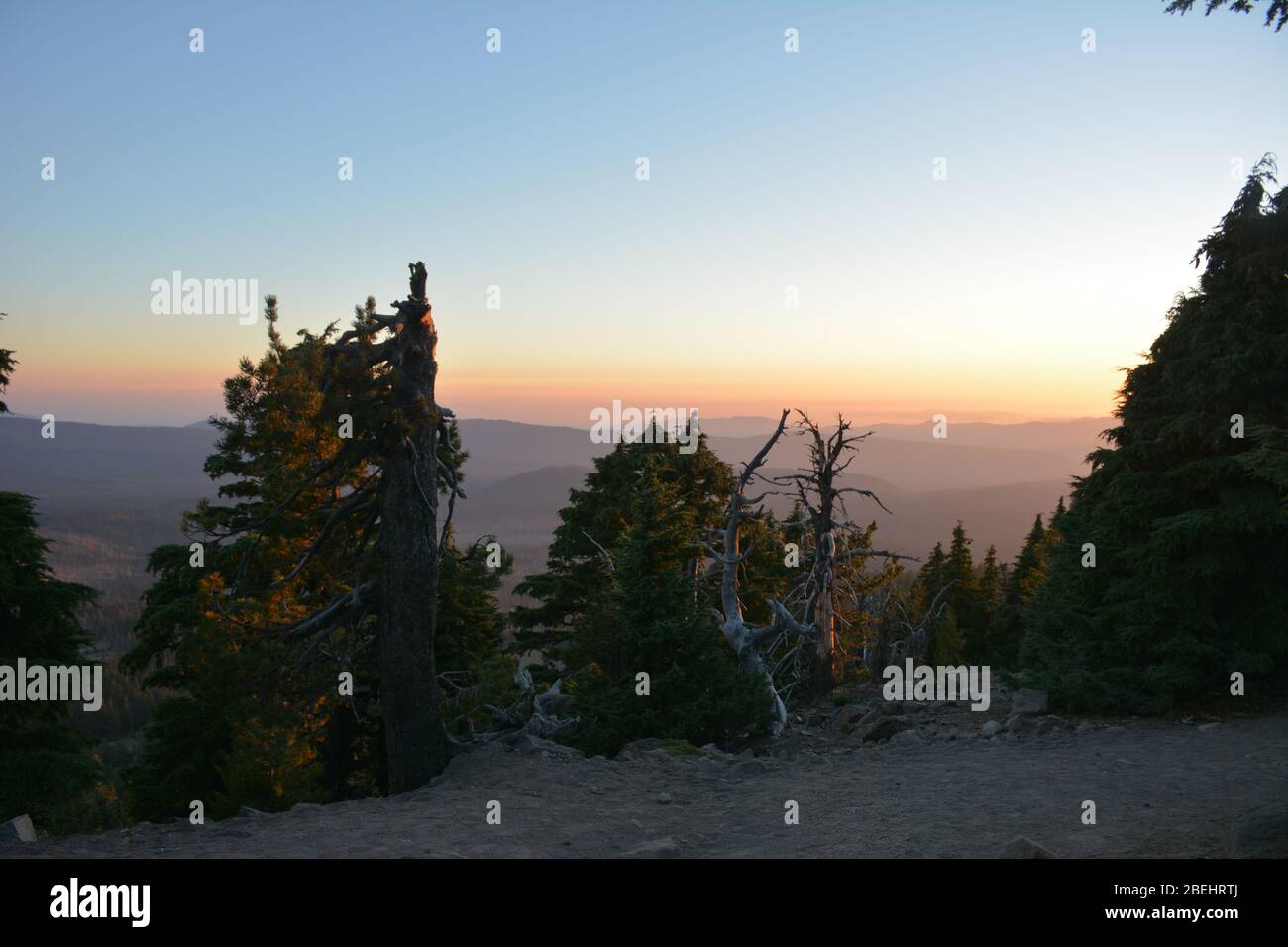 Sunset at Crater Lake National Park, Oregon, USA Stock Photo - Alamy
