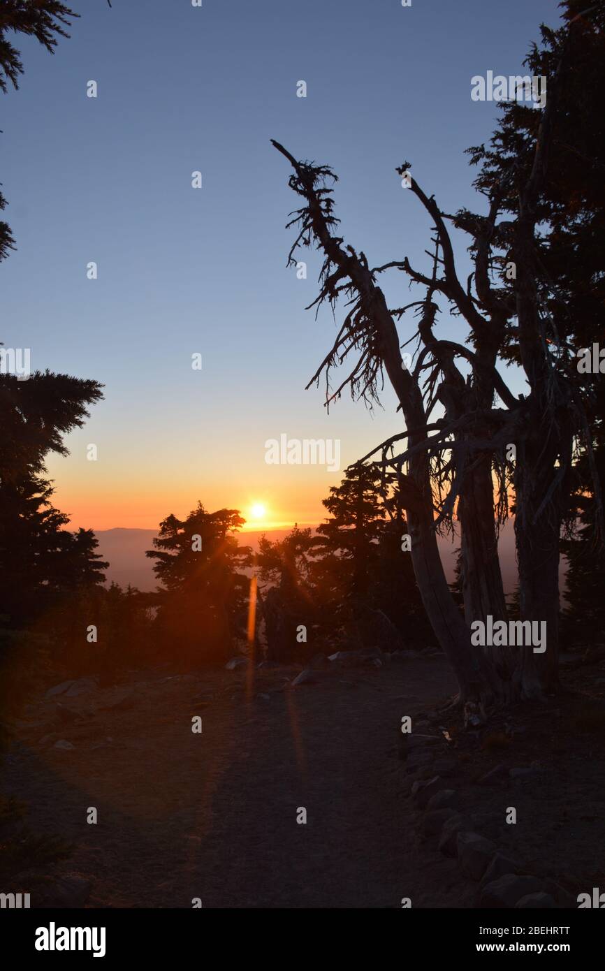 Sunset at Crater Lake National Park, Oregon, USA Stock Photo - Alamy