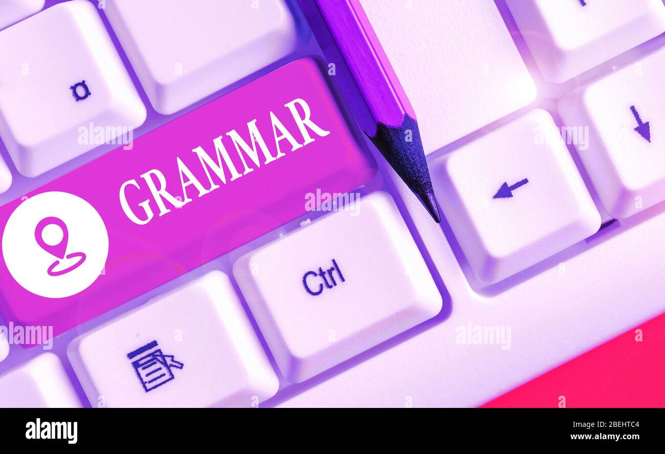 Text sign showing Grammar. Business photo text whole system and ...