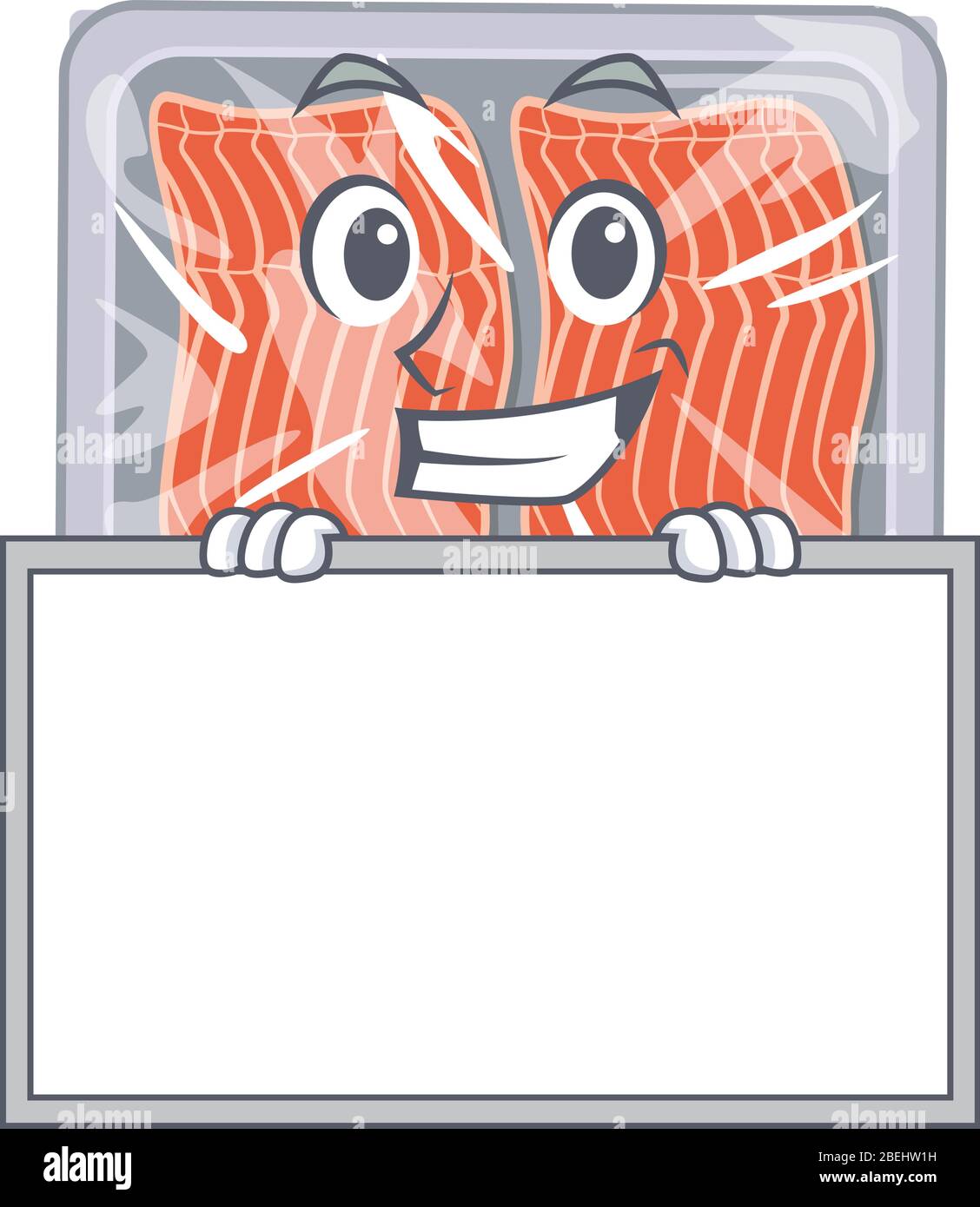 Smiling frozen salmon cartoon design style has a board Stock Vector ...