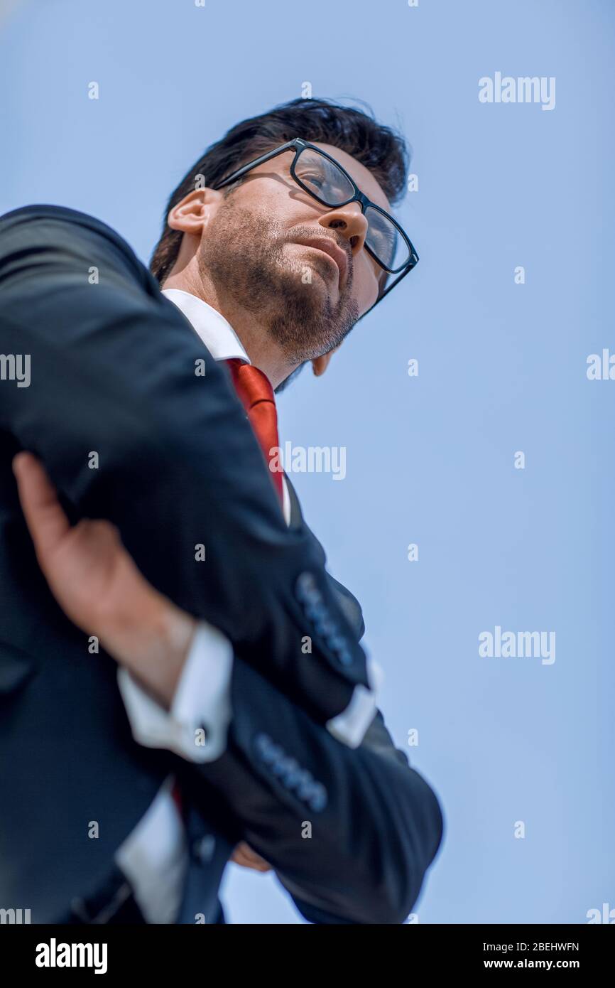 close up. confident businessman looking forward Stock Photo - Alamy