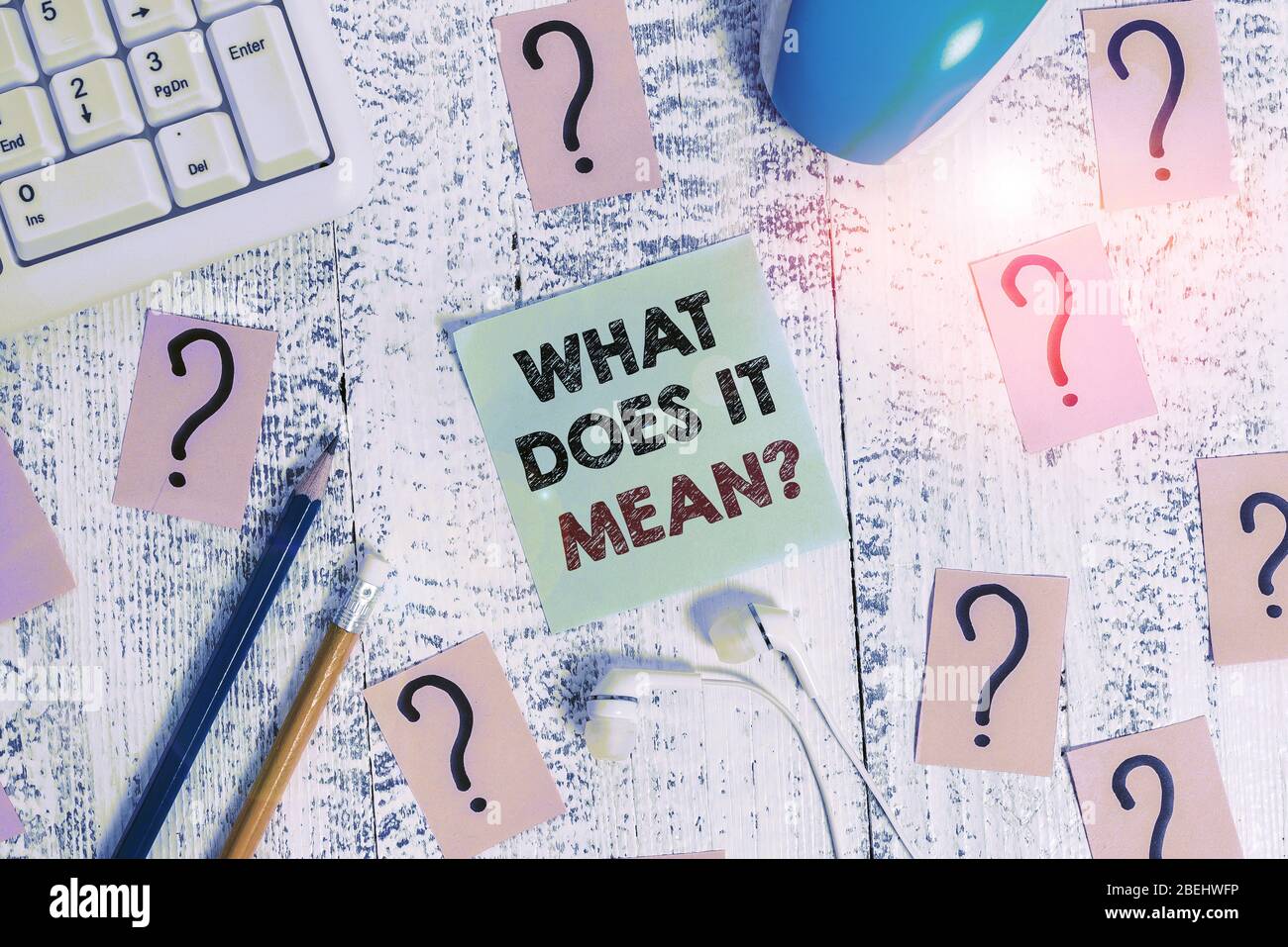 Conceptual hand writing showing What Does It Mean question. Concept ...