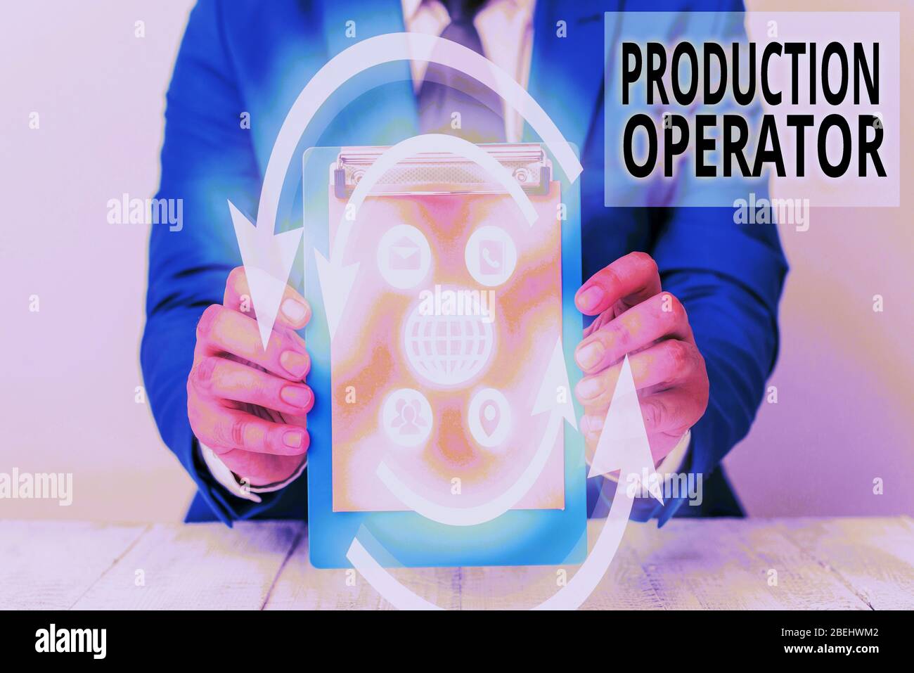 Writing note showing Production Operator. Business concept for control ...
