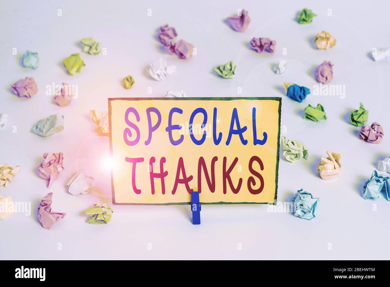 Writing note showing Special Thanks. Business concept for expression of ...