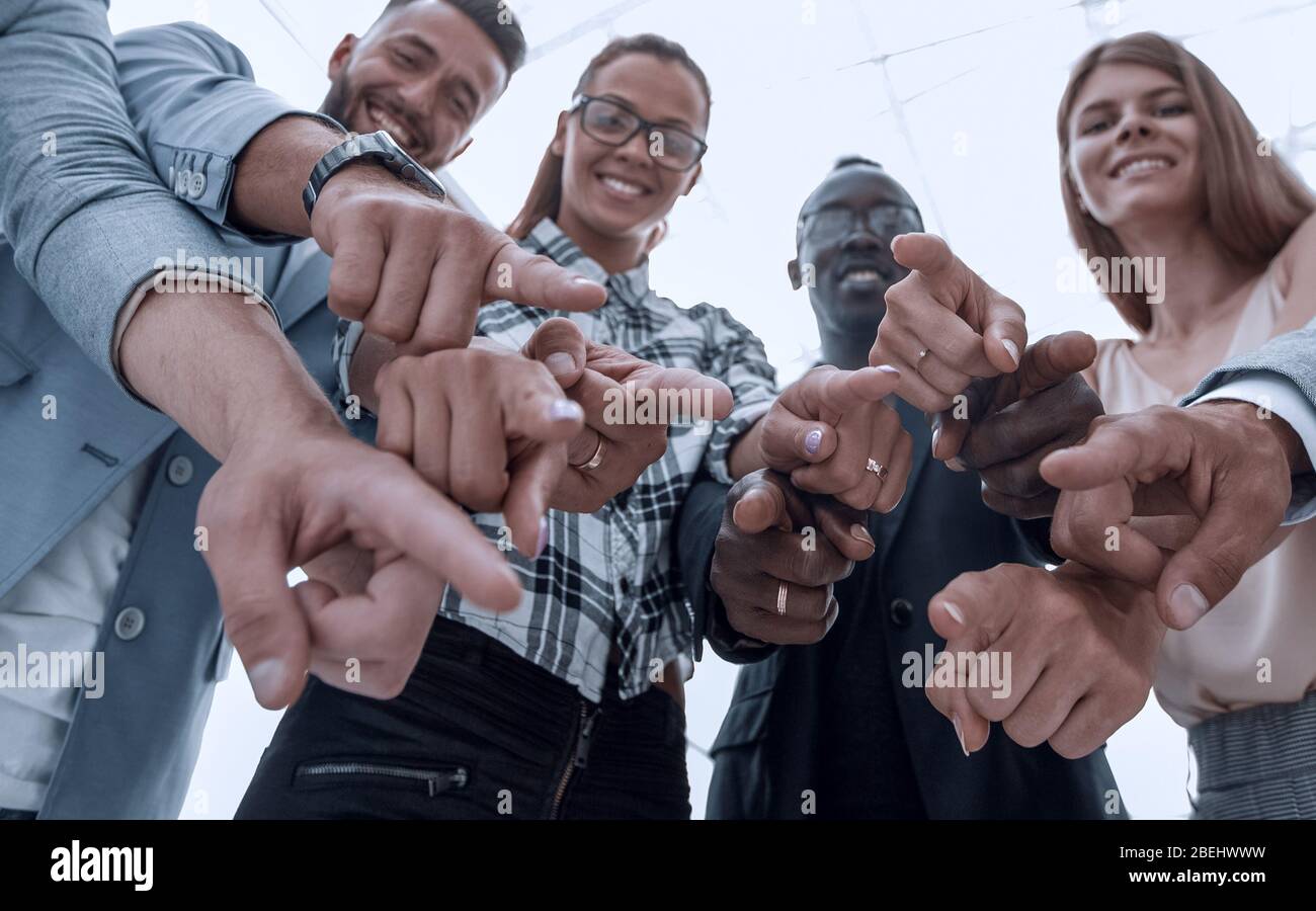 Business people pointing at the camera isolated on white Stock Photo ...
