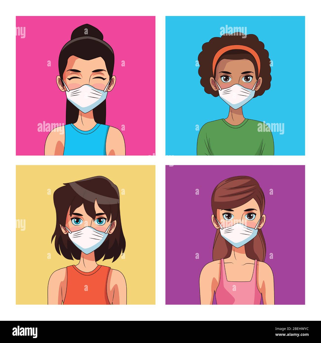 women using face masks characters Stock Vector Image & Art - Alamy