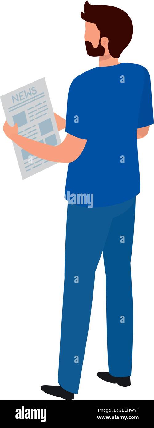 young man of back with newspaper Stock Vector Image & Art - Alamy