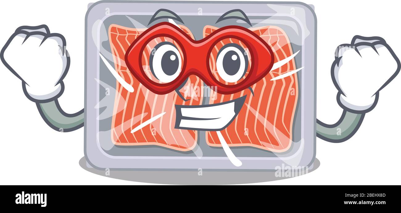 A cartoon character of frozen salmon performed as a Super hero Stock ...