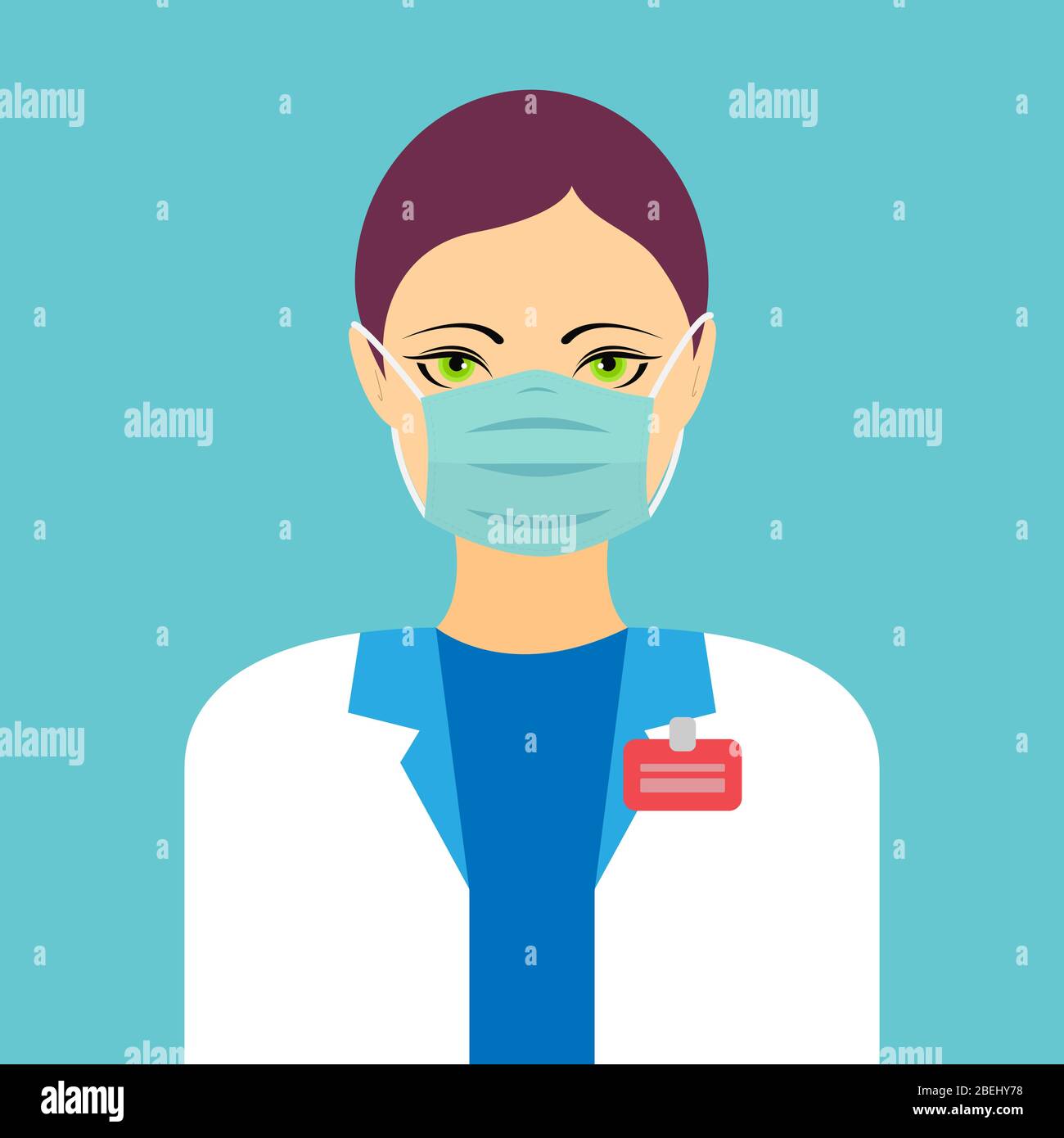 Woman doctor wearing a disposable mask, protection concept Stock Vector ...