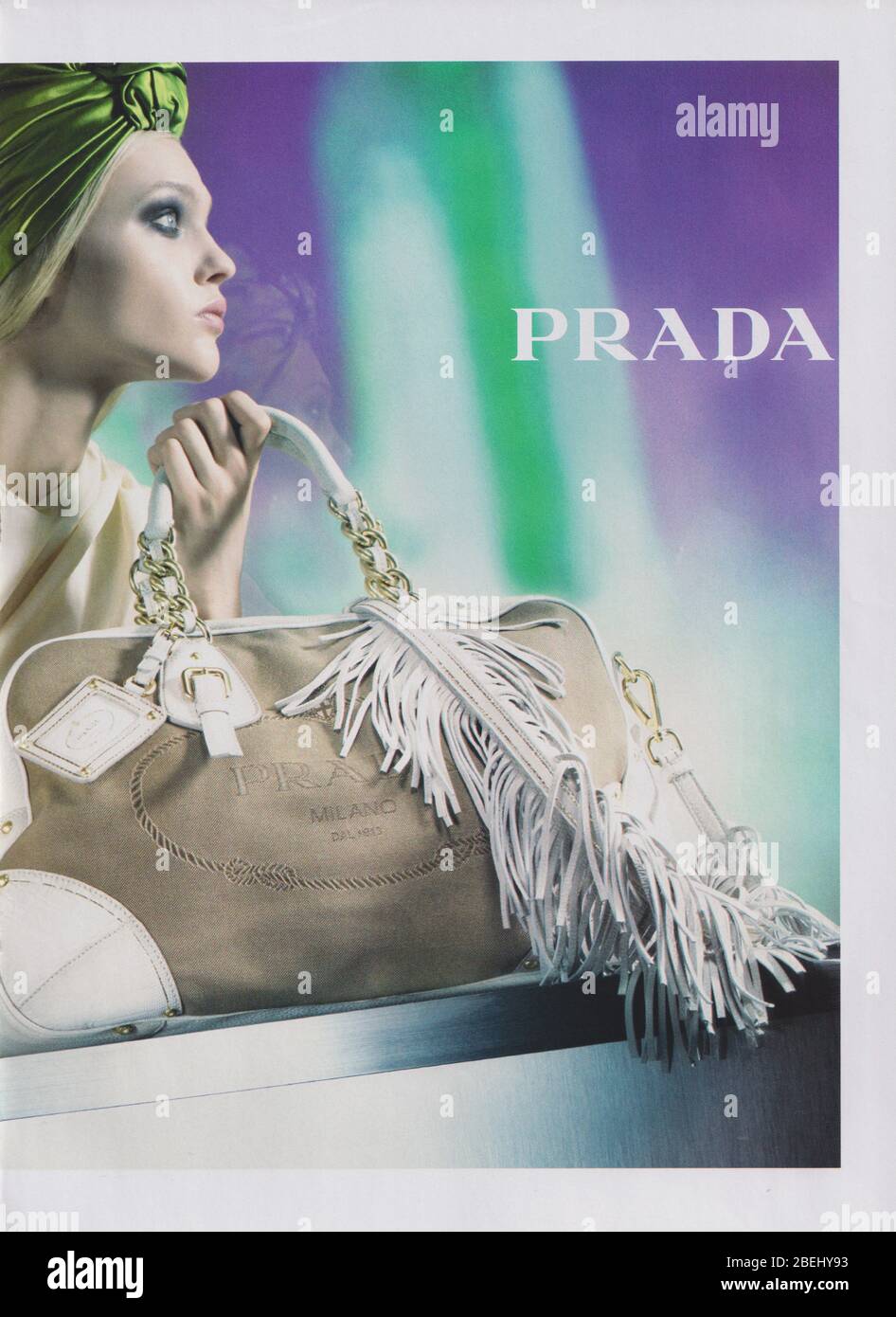 poster advertising PRADA fashion house with Sasha Pivovarova in paper ...