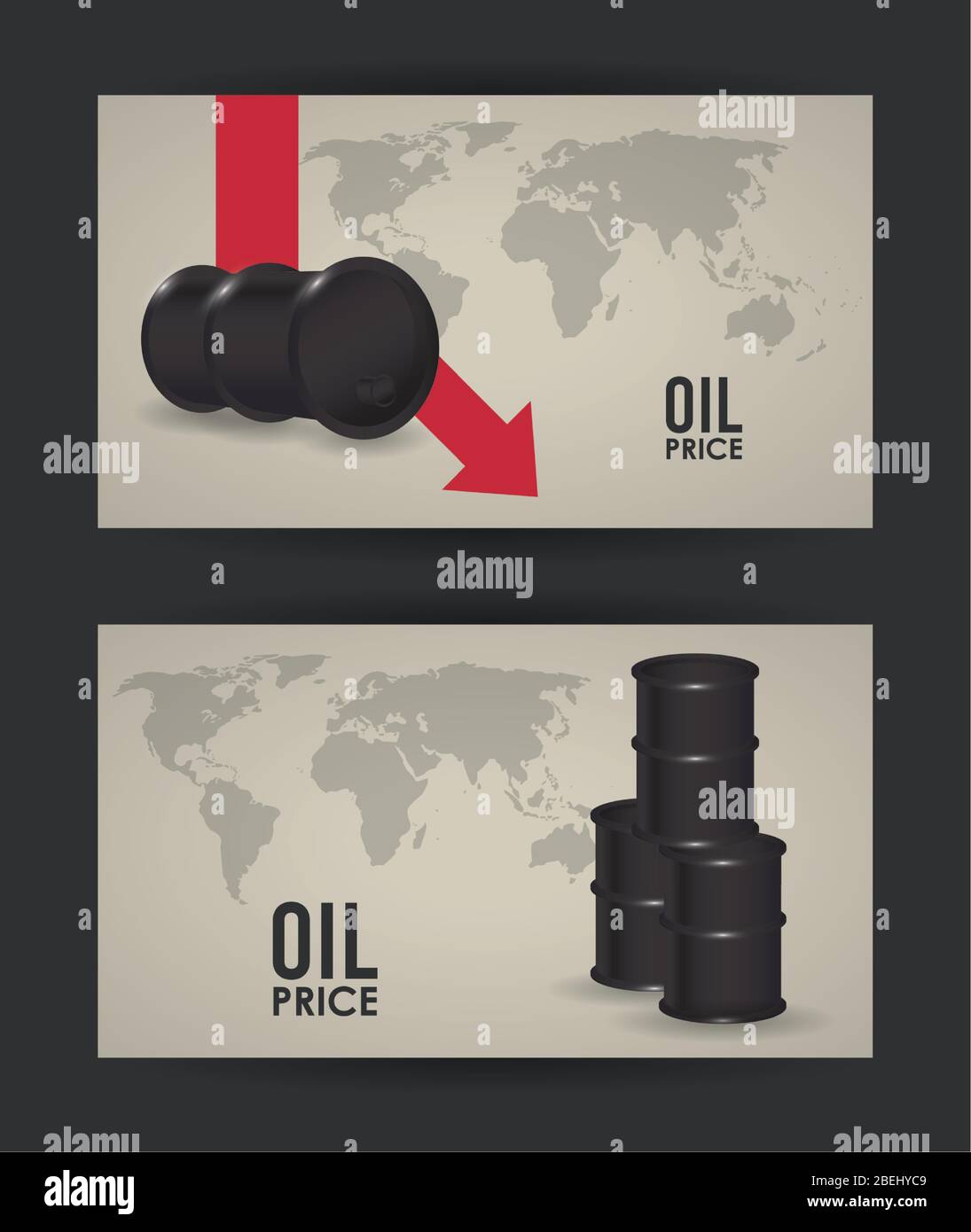 oil price infographic with barrels and earth maps Stock Vector Image ...
