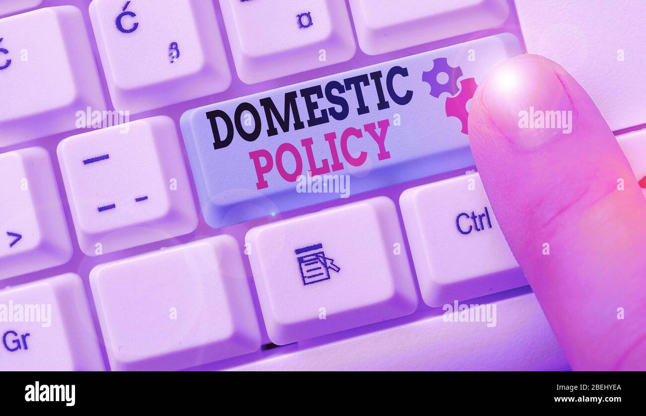 Writing note showing Domestic Policy. Business concept for Actions ...