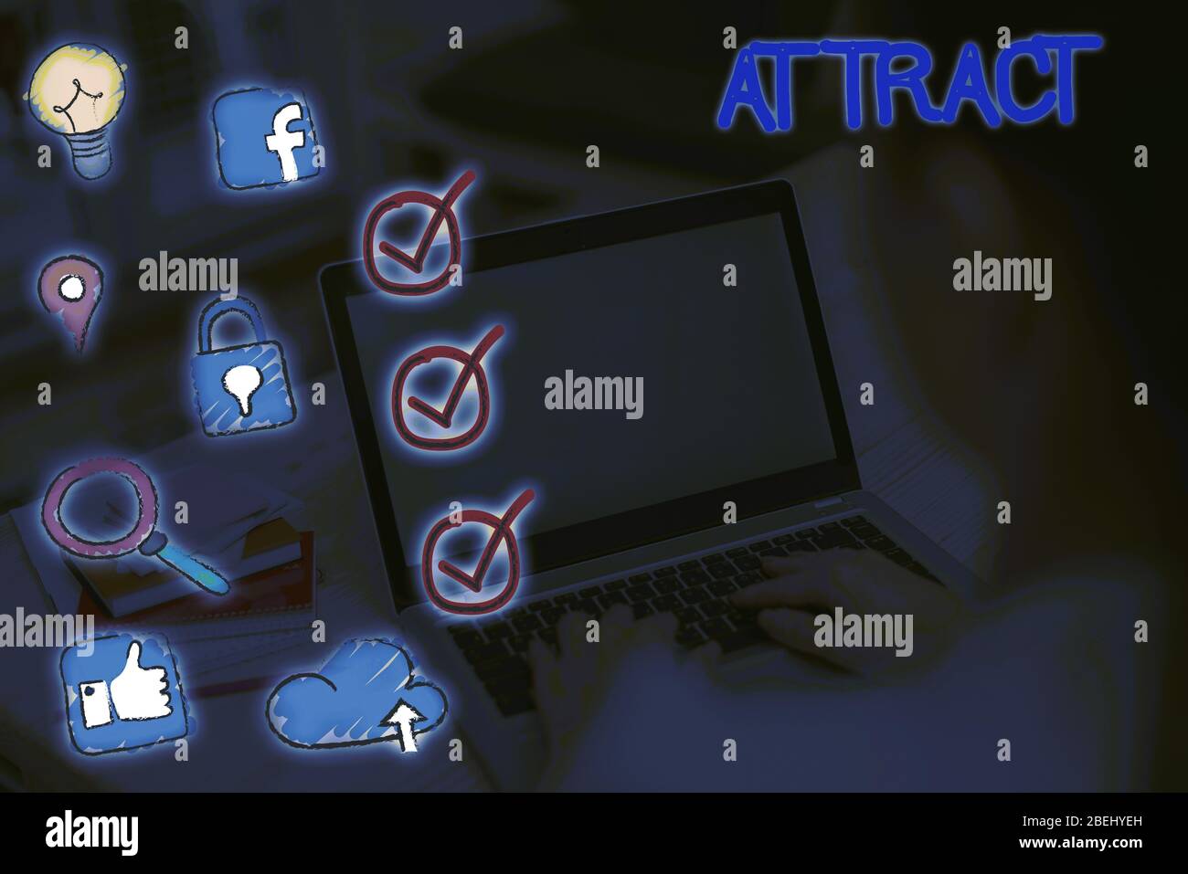 Handwriting text Attract. Conceptual photo to draw by a physical force ...