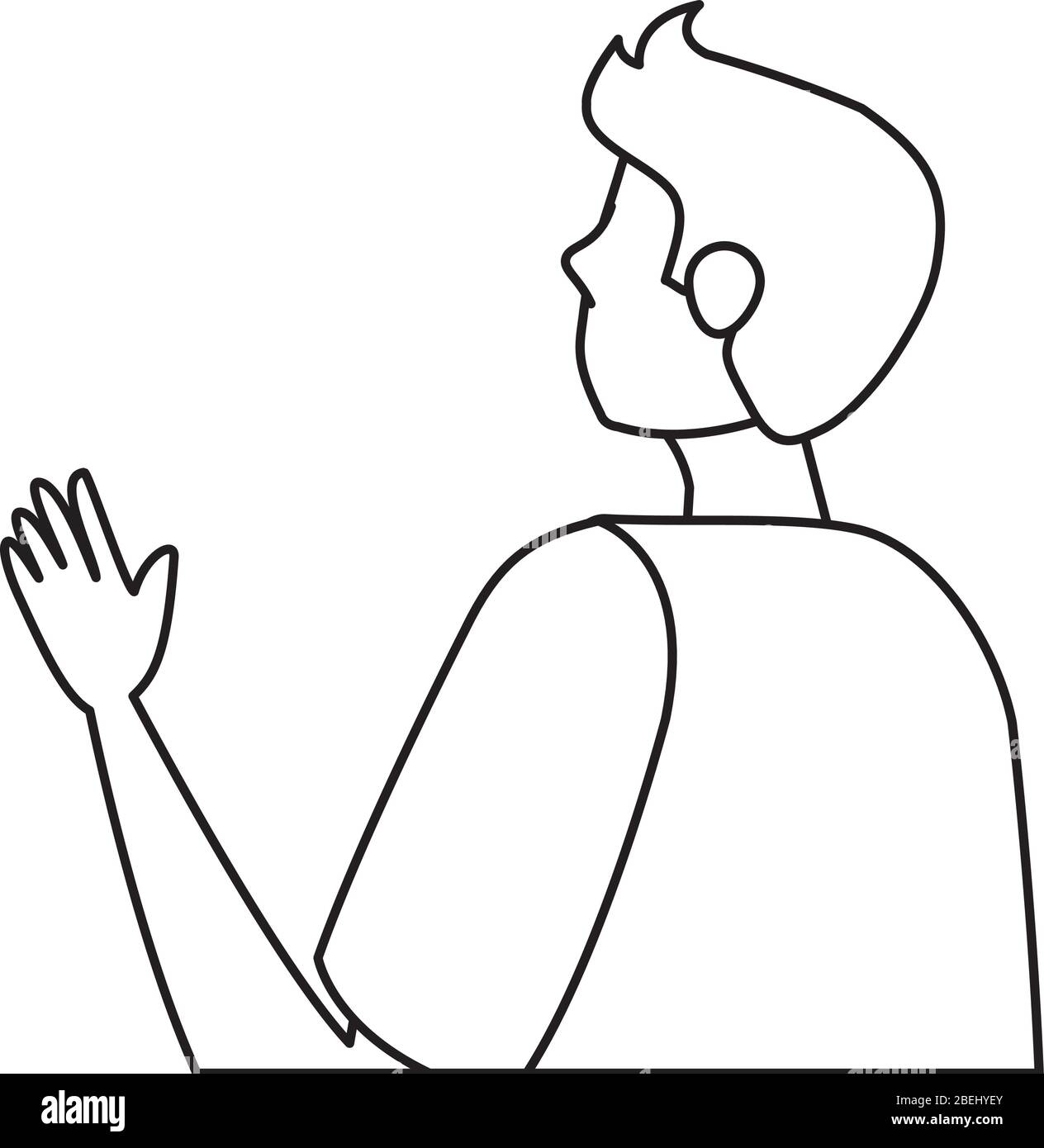 man of back with hand up isolated icon Stock Vector Image & Art - Alamy