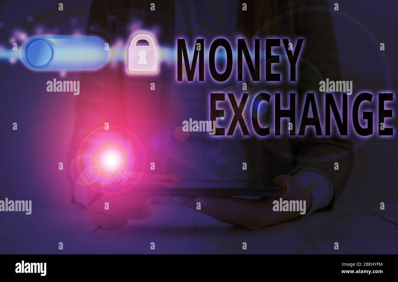 Handwriting text Money Exchange. Conceptual photo office where you can ...
