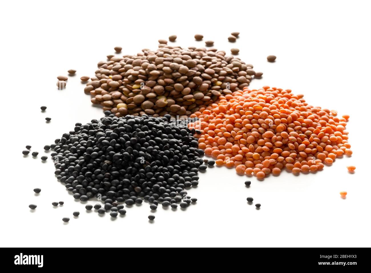 Different assorted lentils mix with red, brown and black beluga lentils ...